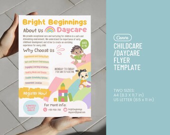 Editable Daycare Flyer Canva New Template, Preschool/childcare Center ...