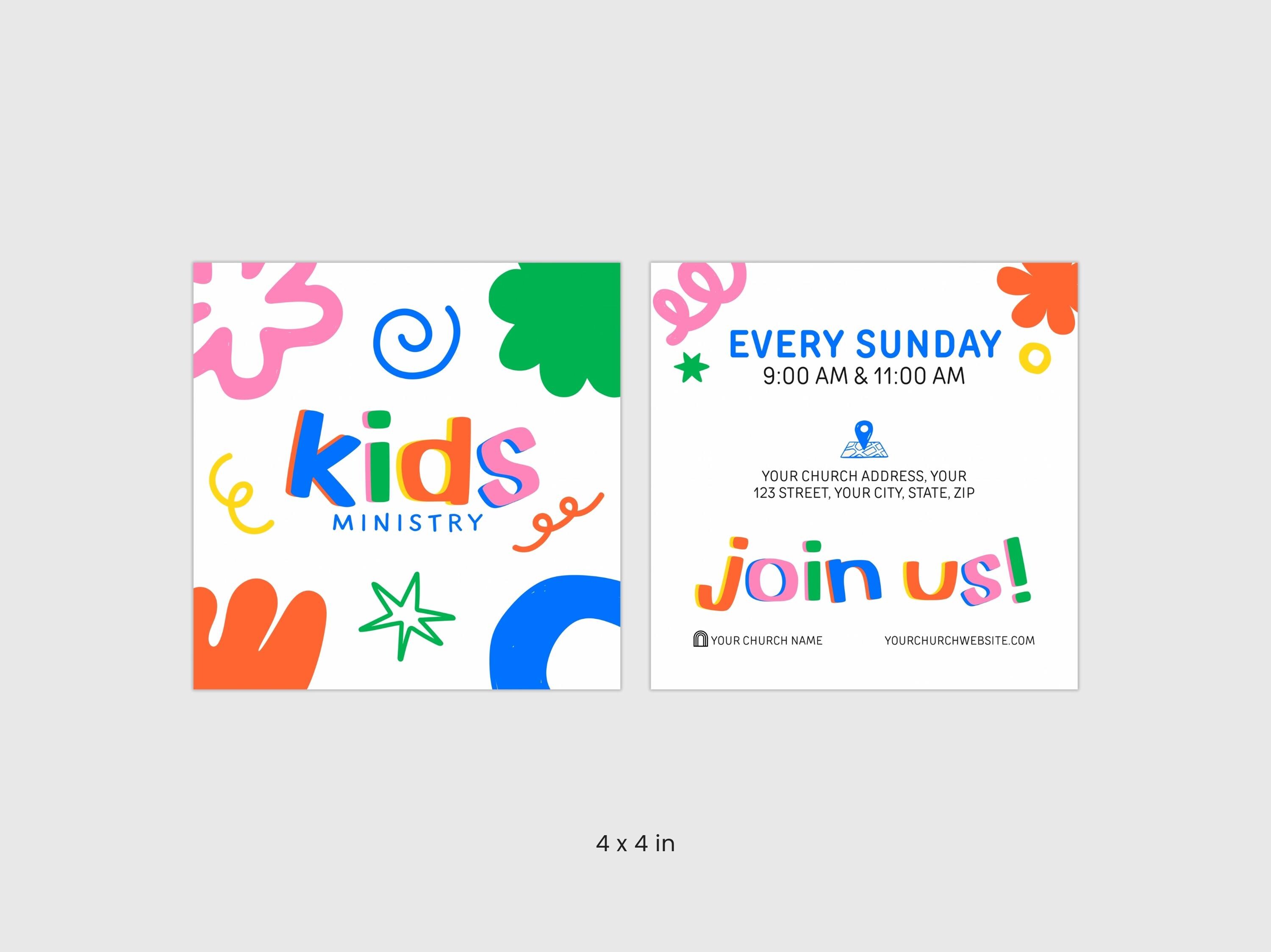 Kids Ministry Invite Card Template: Modern Kids Church Invitation - Etsy