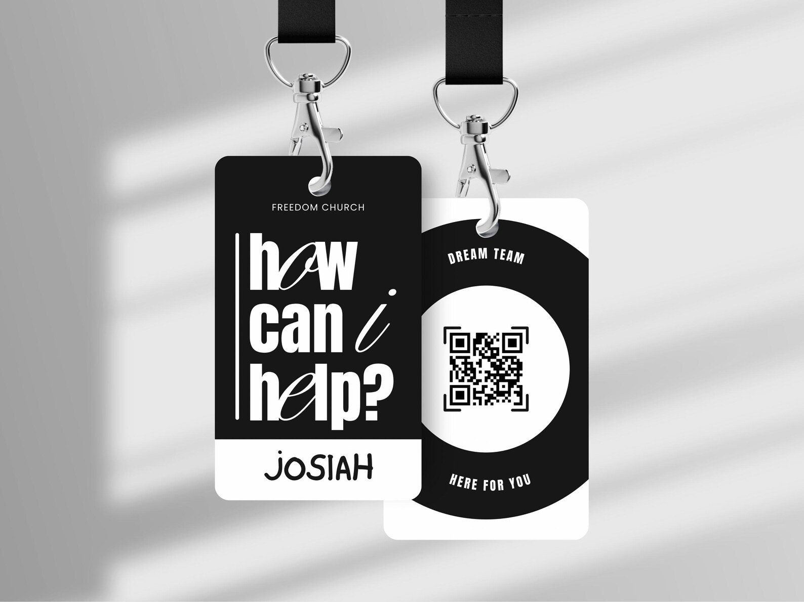 Editable Church ID Badge Template: Modern Staff Volunteer Name Tag (3x5 ...