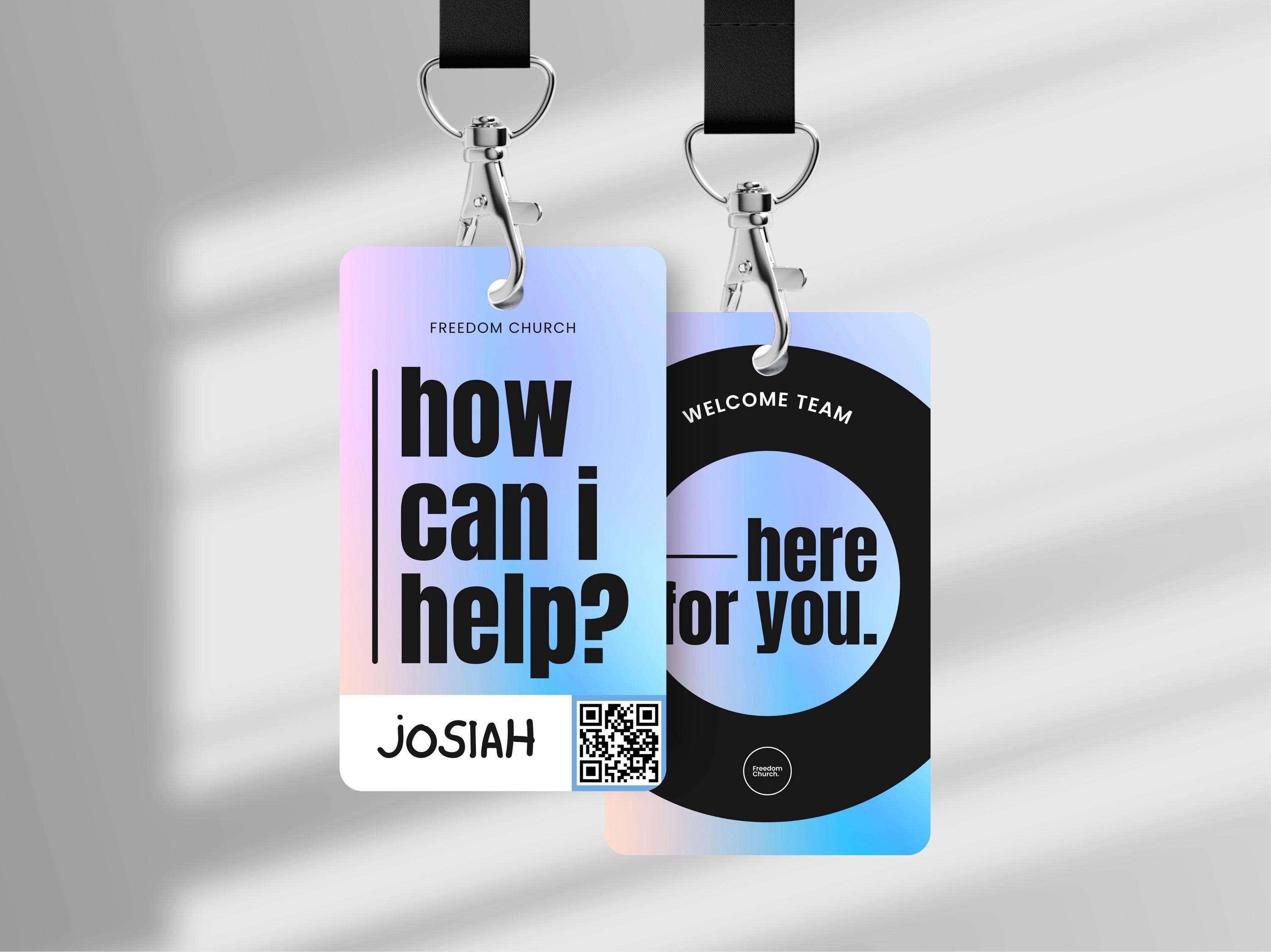 Modern Church Staff ID Badge Templates: How Can I Help (digital ...