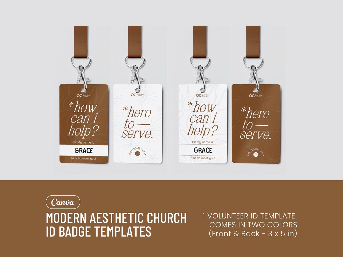 Modern Aesthetic Church ID Badge Canva Templates, Unique Church Staff ...