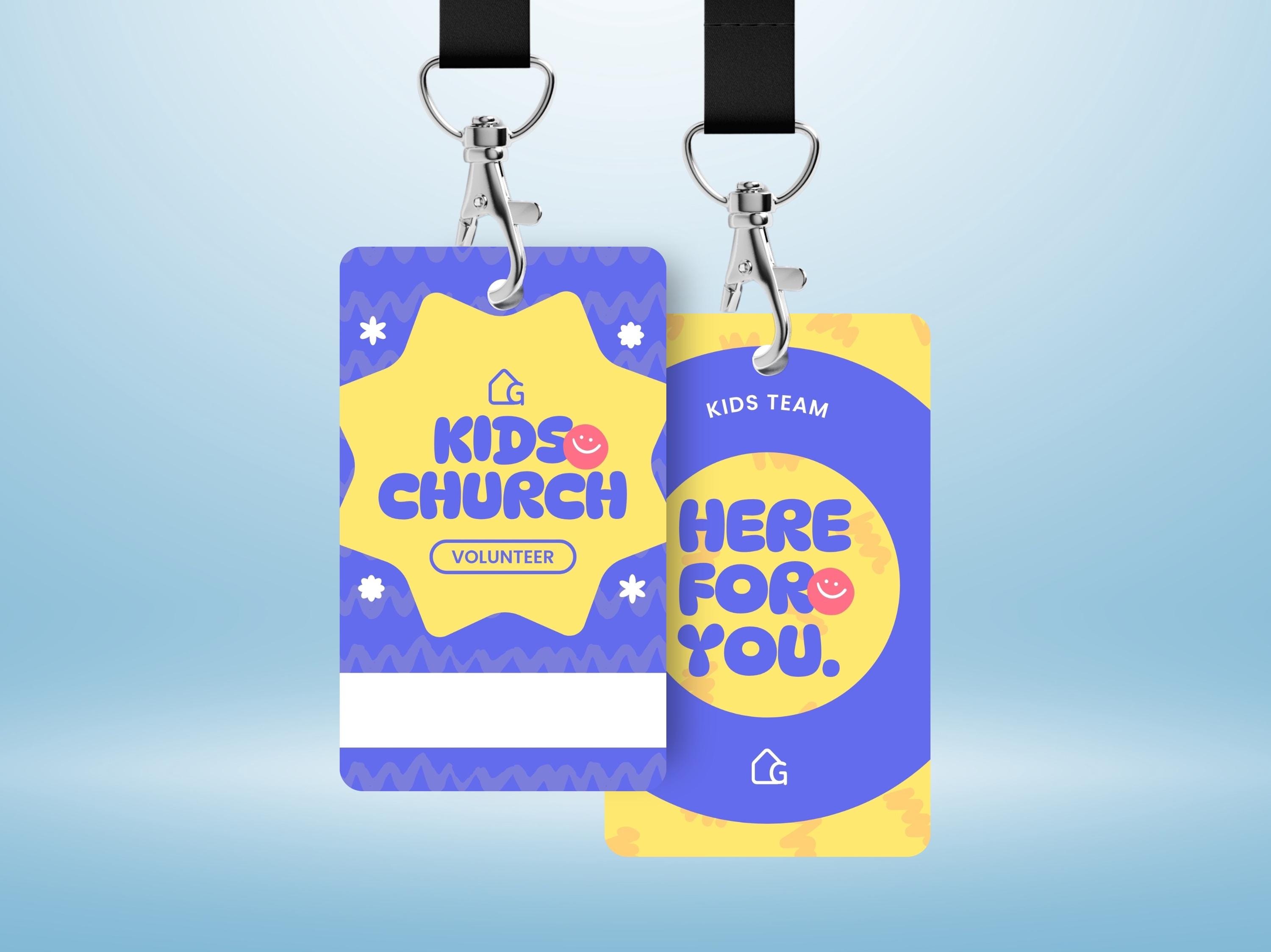 Kids Church ID Badge Templates: Modern Volunteer Name Tag (digital ...