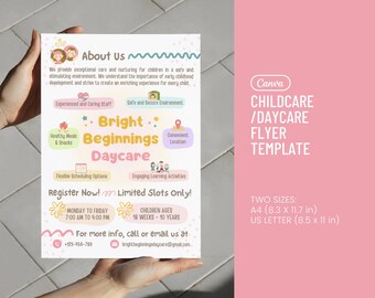 Editable Daycare Flyer Canva New Template, Preschool/childcare Center ...