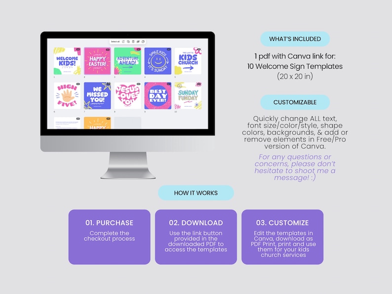 Vibrant Kids Church Welcome Signs Canva Templates,aesthetic New Kids ...