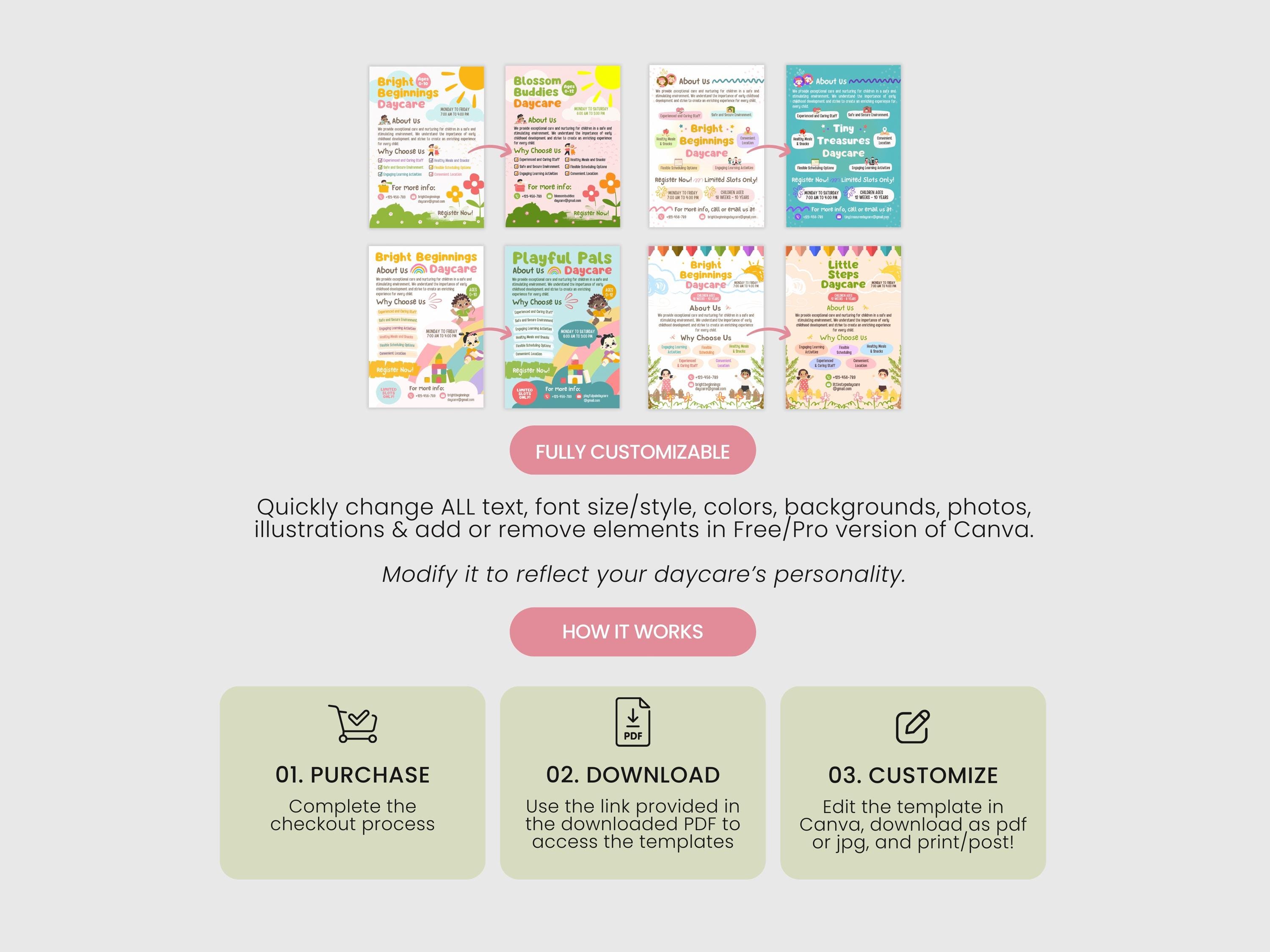 Daycare Enrollment Flyer Templates Bundle (digital Download) - Etsy