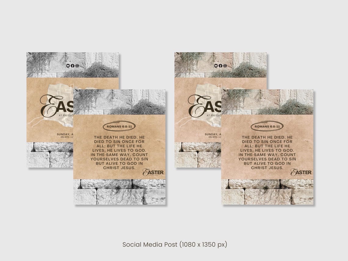 Modern Easter Sunday Church Graphics Canva Templates, Easter Sunday ...