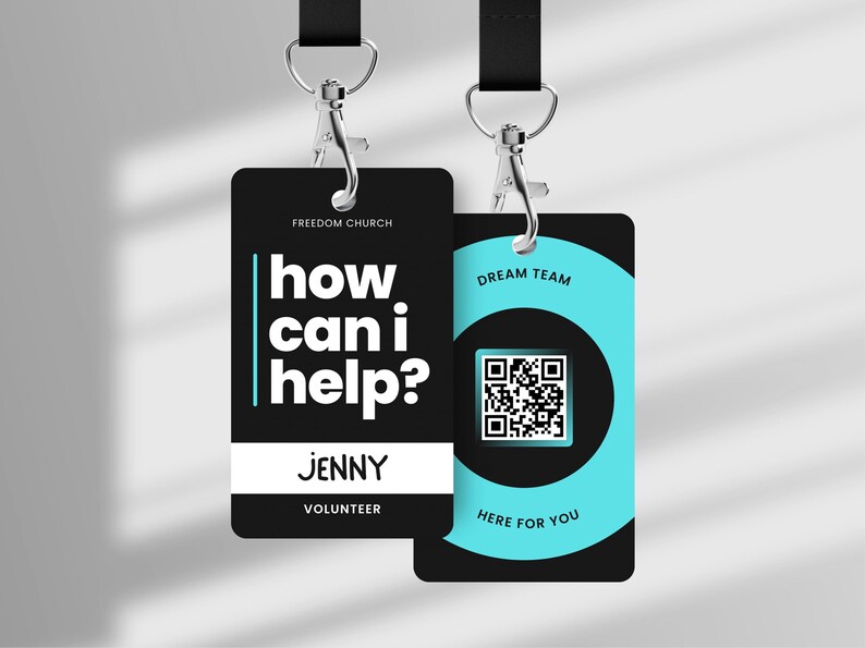 Modern Church Staff ID Badge Templates: How Can I Help (digital ...