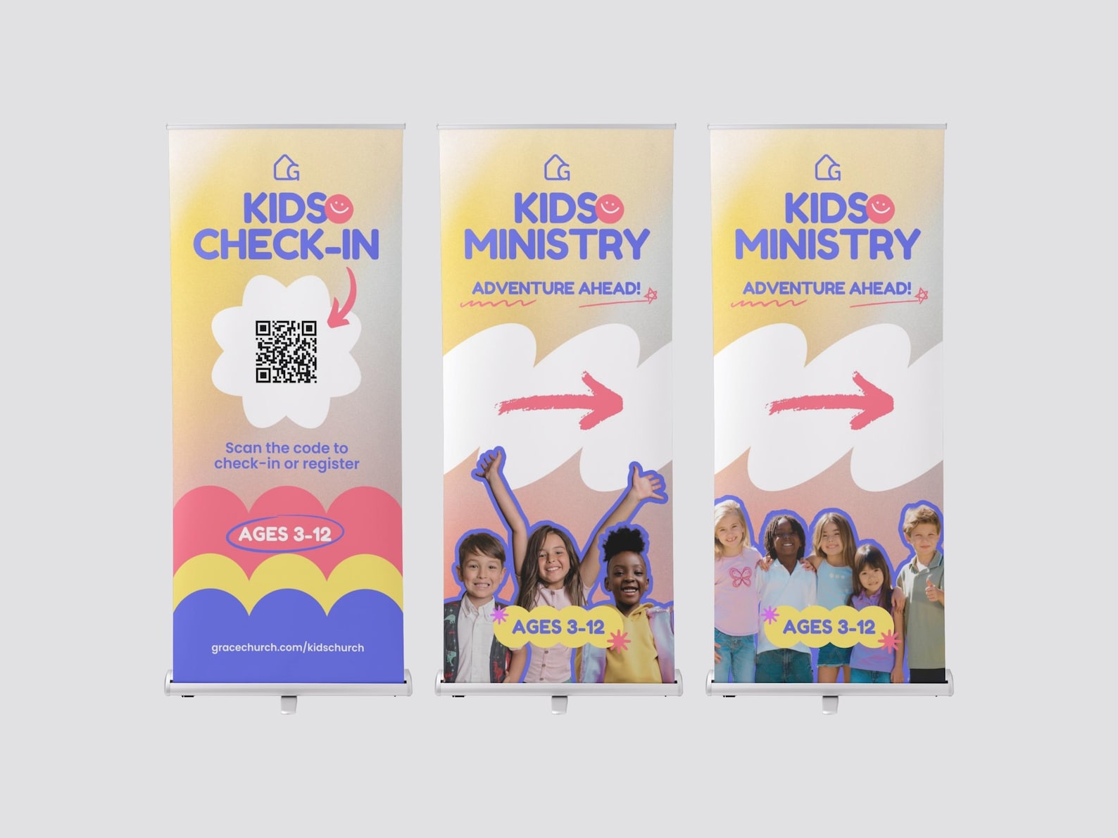 Modern Kids Church Retractable Banner Canva Template, Kids Ministry Pop ...