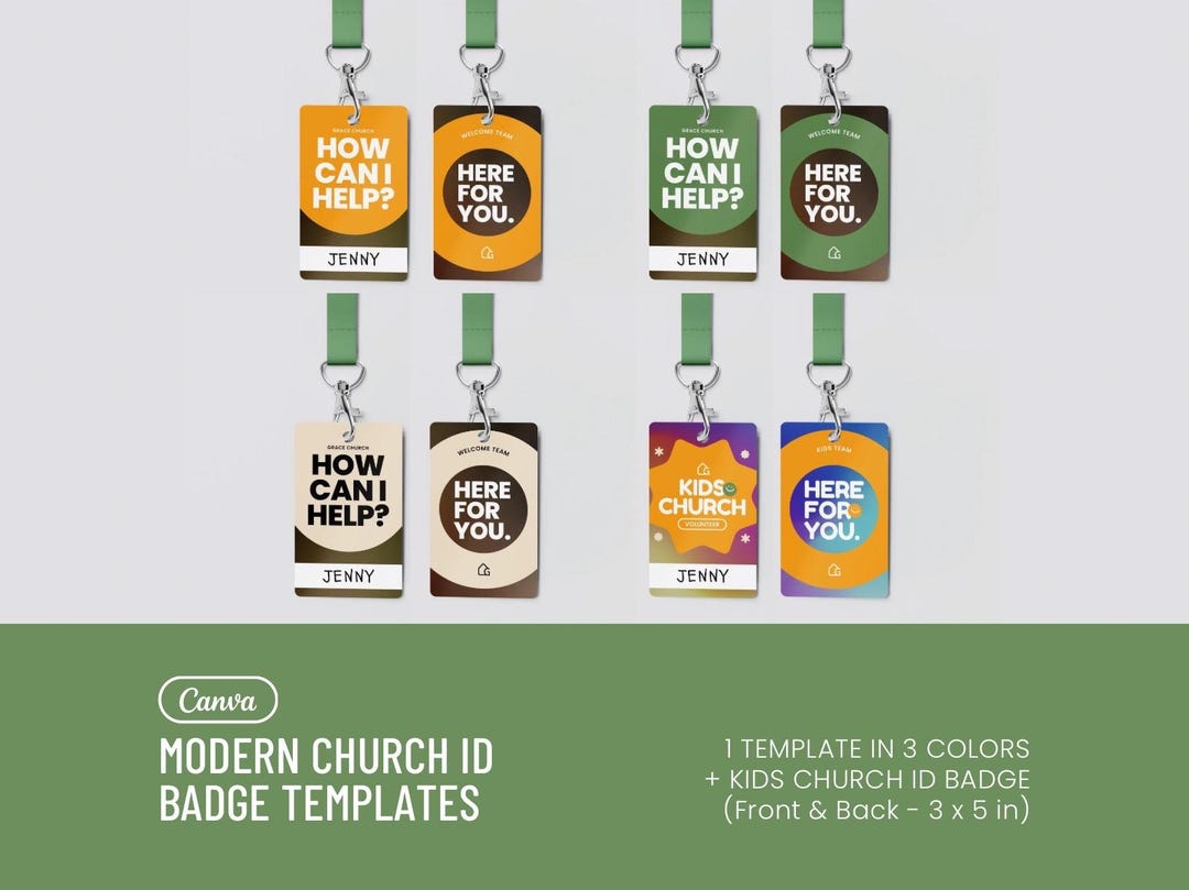 Modern Church ID Badge Canva Templates, Aesthetic Church Staff ...