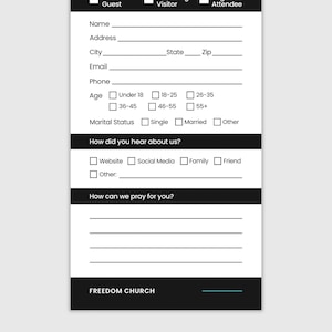 Modern Church Connect Card Template (digital Download) - Etsy