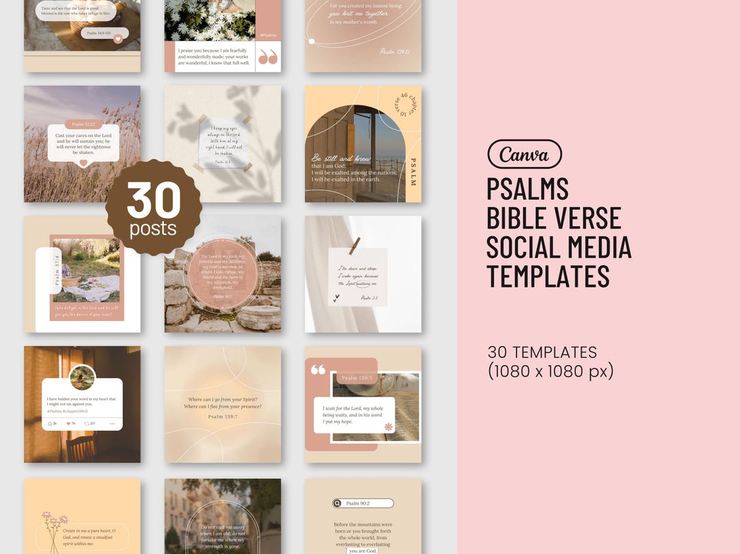 30 Psalms Bible Verse Social Media Templates, Beautiful Uplifting ...