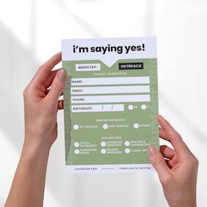 Church Volunteer Cards Template: Ministry Sign-up Forms (canva Editable ...