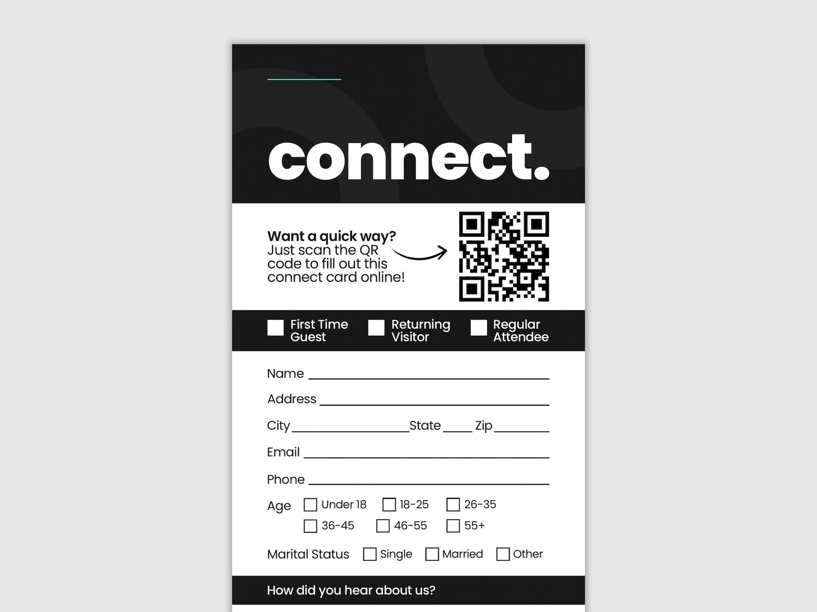 Modern Church Connect Card Template (digital Download) - Etsy