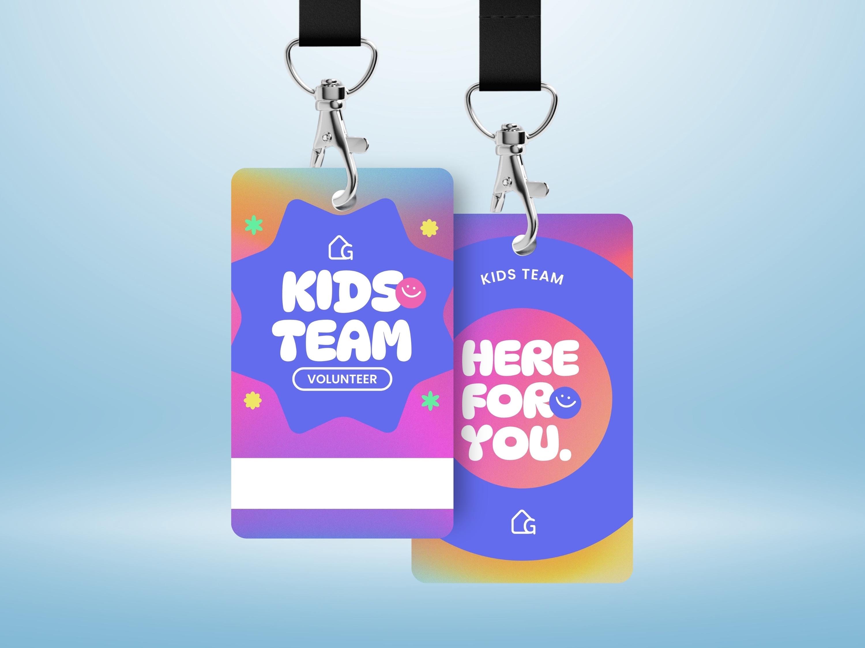 Kids Church ID Badge Templates: Modern Volunteer Name Tag (digital ...