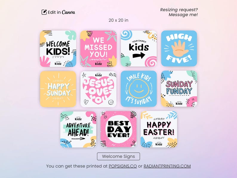Kids Ministry Banner Templates: Modern Kids Church Welcome Signs (canva ...