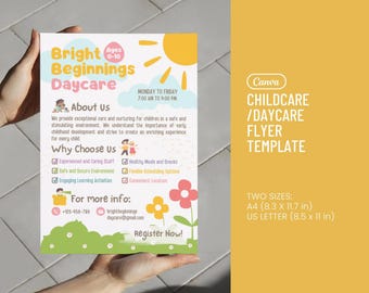 Editable Daycare Flyer Canva New Template, Preschool/childcare Center ...