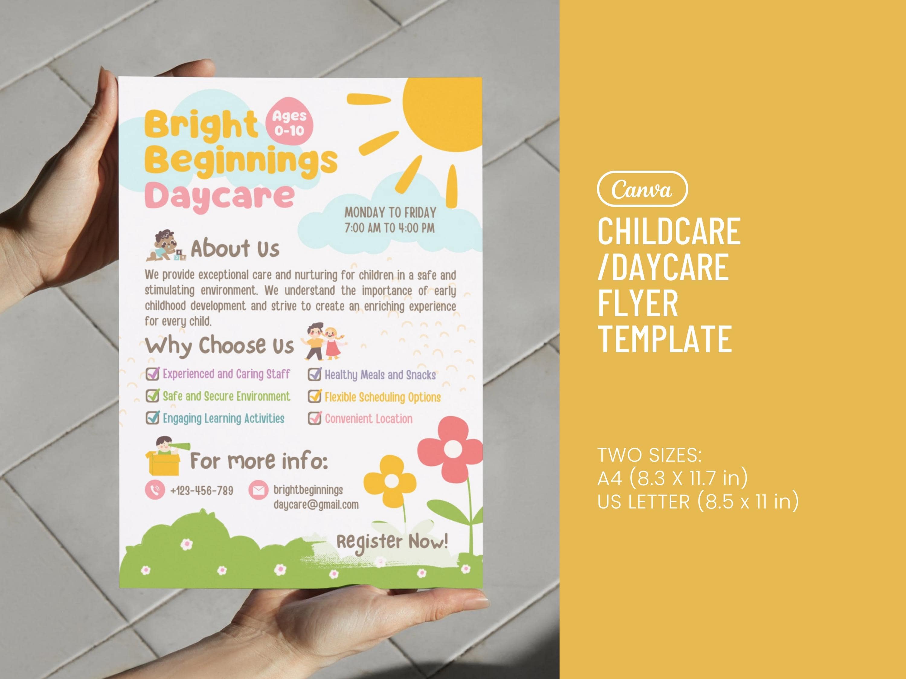 Professional Daycare Enrollment Marketing Flyer-customizable Canva ...