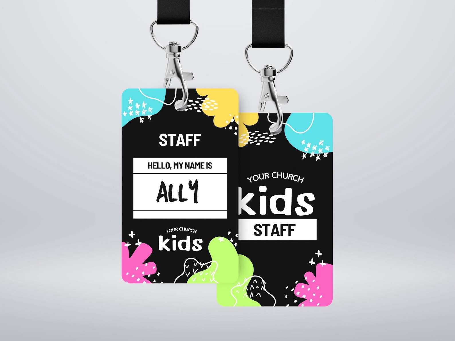 Kids Church ID Badge Template, Modern Staff & Volunteer Name Tag ...