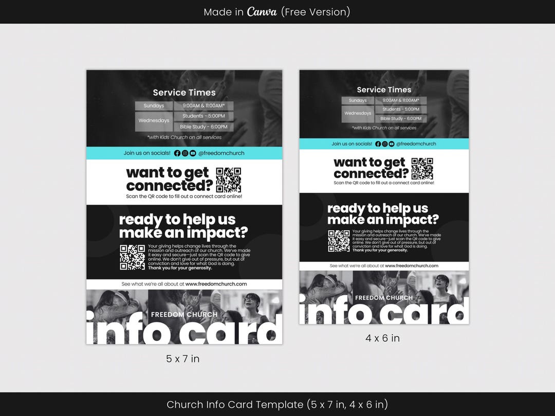 Modern Church Info Card Canva Template, Visitor Information Card ...