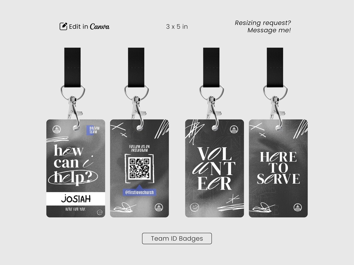 Modern Church ID Badges Canva Template: Youth Volunteer Name Tags ...