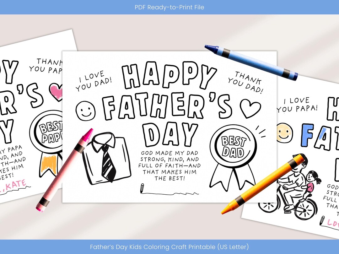 Christian Father’s Day Printable Coloring Craft for Kids,father’s Day ...
