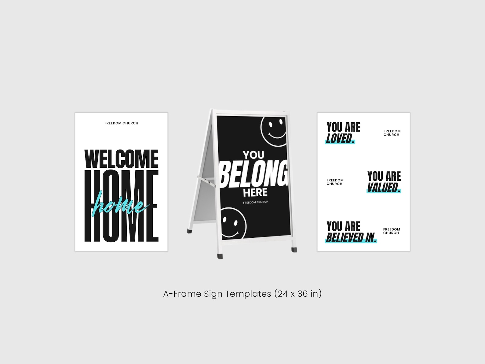 Modern Church A-frame Signs Canva Templates, New Church Parking Signs ...
