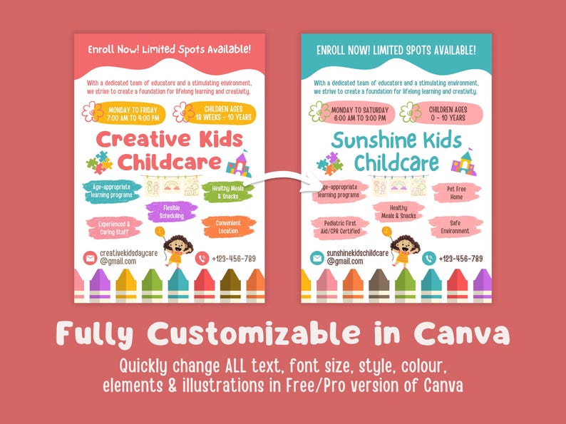 Editable Daycare Flyer Canva New Template Preschool/childcare Center ...