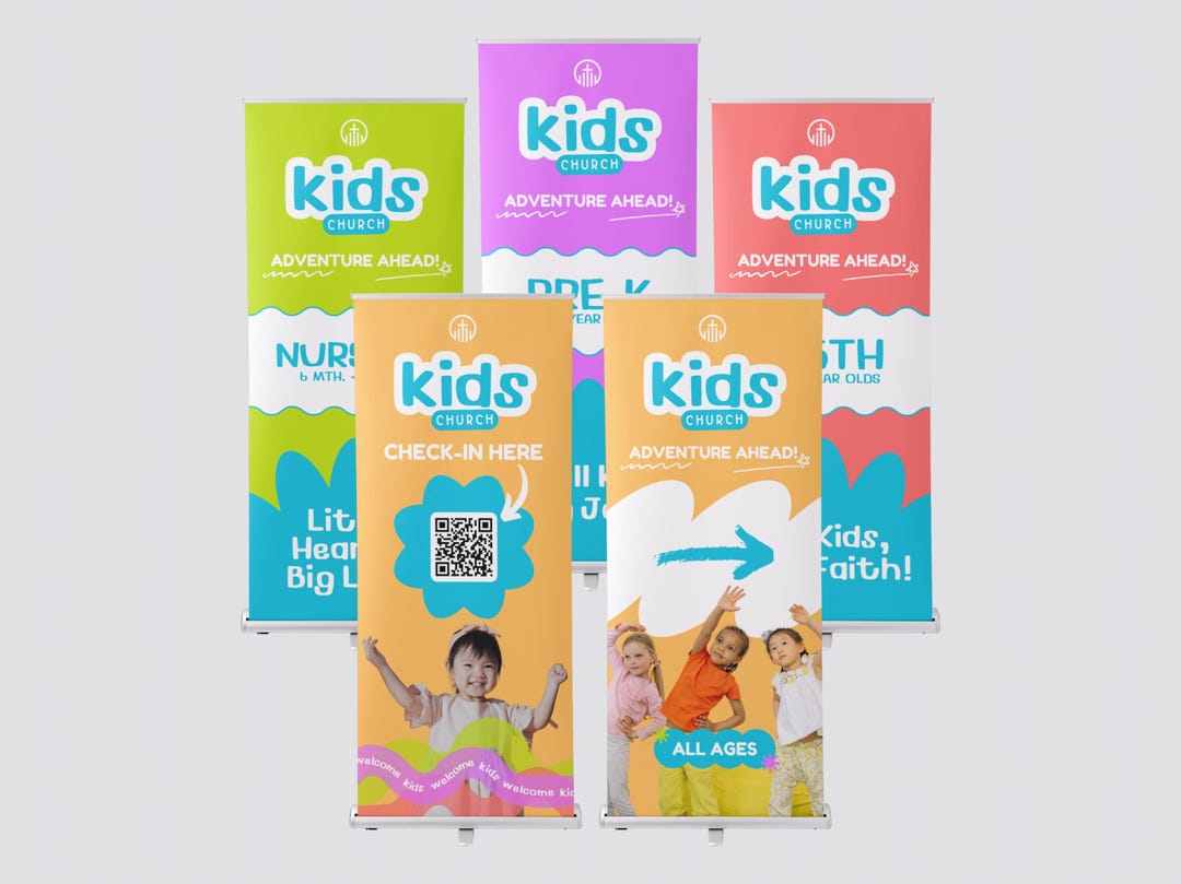 Modern Kids Church Retractable Banner Template, Kids Ministry Pop-up ...