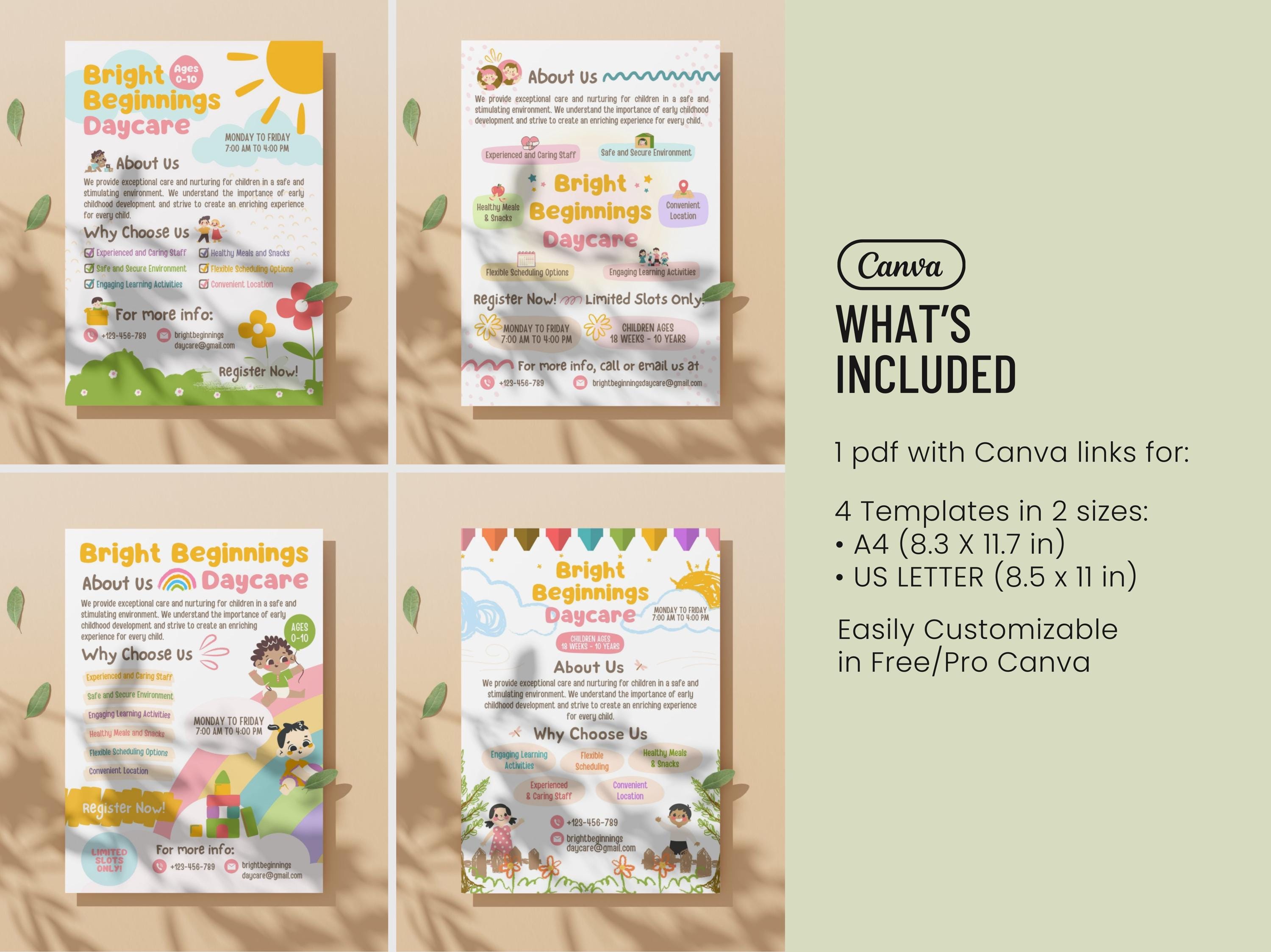 Editable Daycare Enrollment Flyer Templates Bundle (digital Download ...