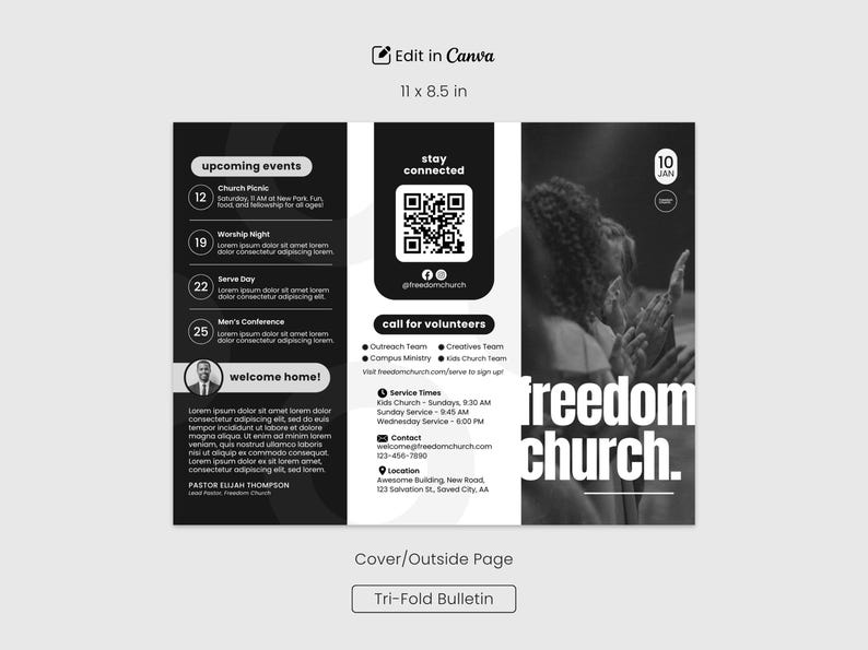Modern Church Tri-fold Bulletin Template (digital Download) - Etsy