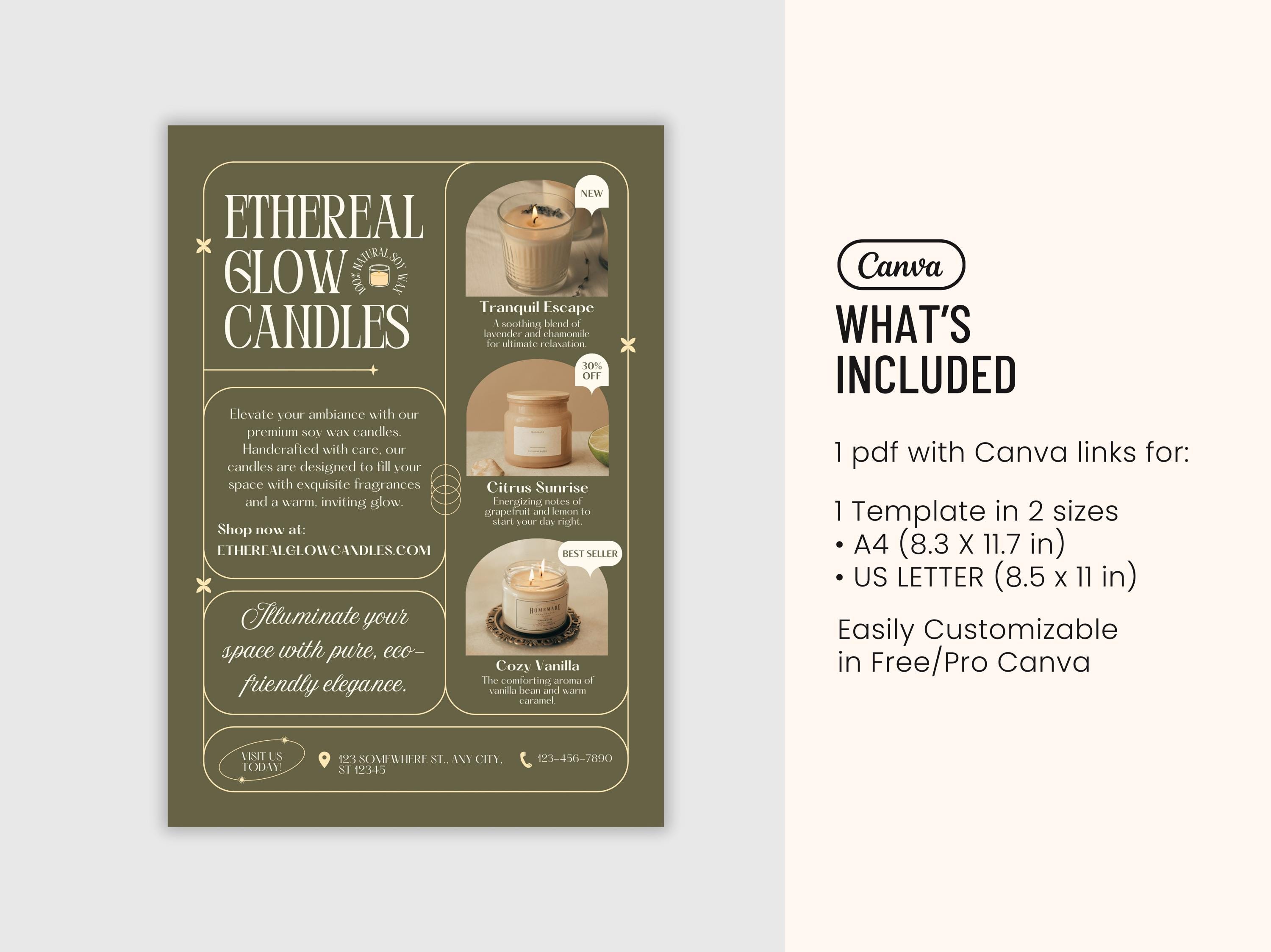 Candle Making Business Flyer Template: Modern Design (canva Editable ...