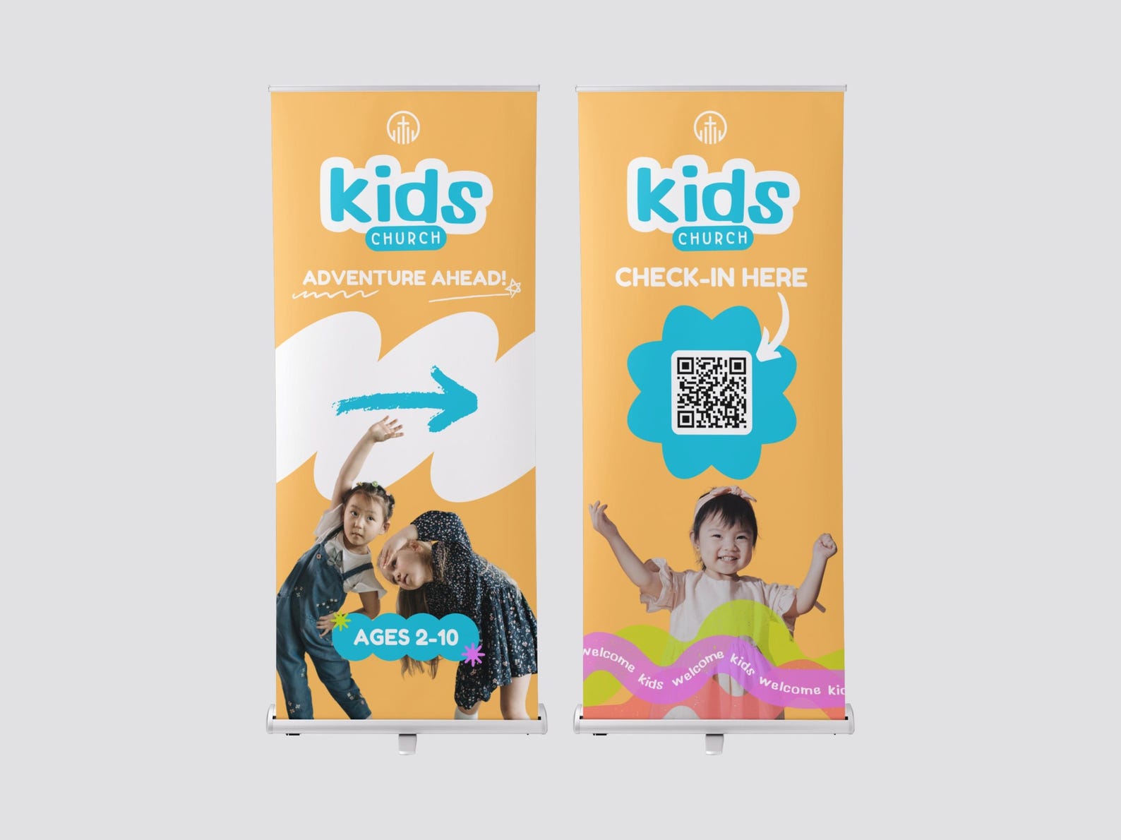 Modern Kids Church Retractable Banner Canva Template, Kids Ministry Pop ...