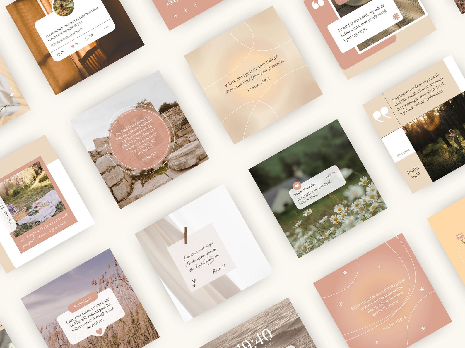 30 Psalms Bible Verse Social Media Templates, Beautiful Uplifting ...