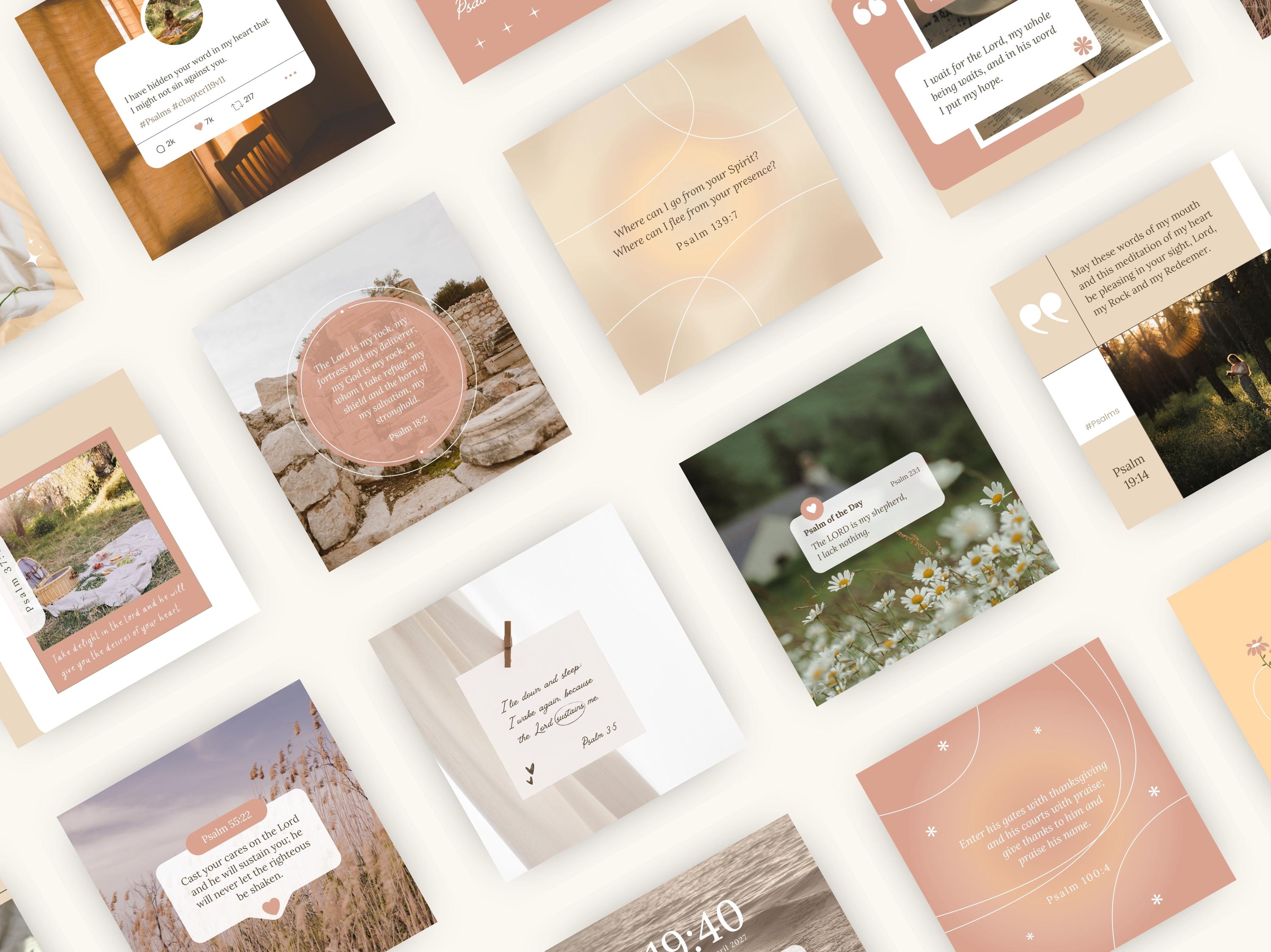 30 Psalms Bible Verse Social Media Templates, Beautiful Uplifting ...