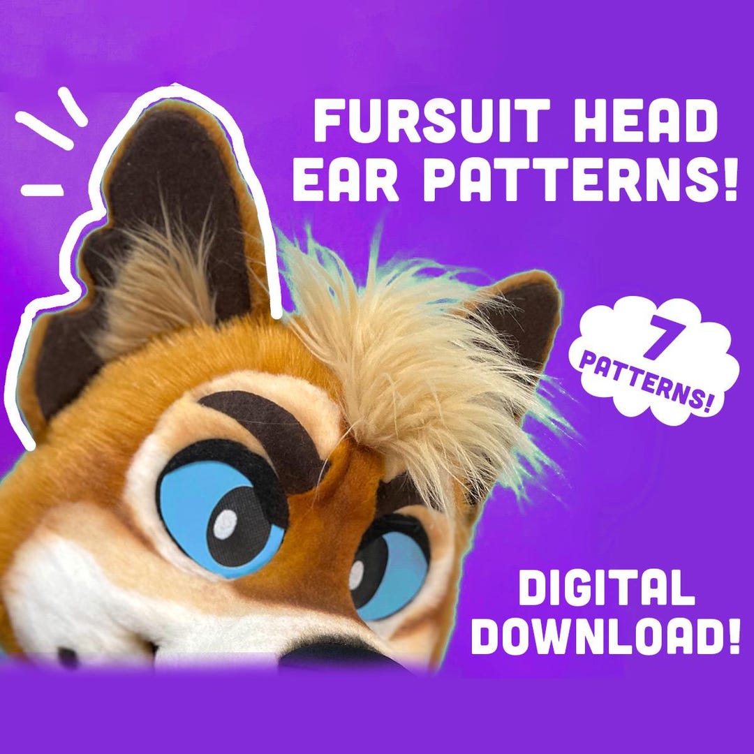 7 Fursuit Head EAR Pattern DIY PDF Digital Download Template for Mascot ...