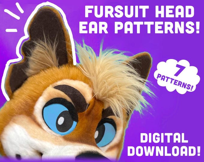 7 Fursuit Head EAR Pattern DIY PDF Digital Download Template for Mascot ...