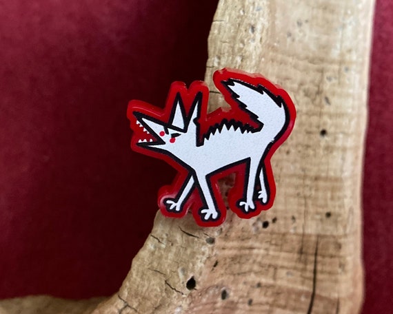 Cute Angry Grumpy Barking Dog coyote jackal acrylic pin | Etsy