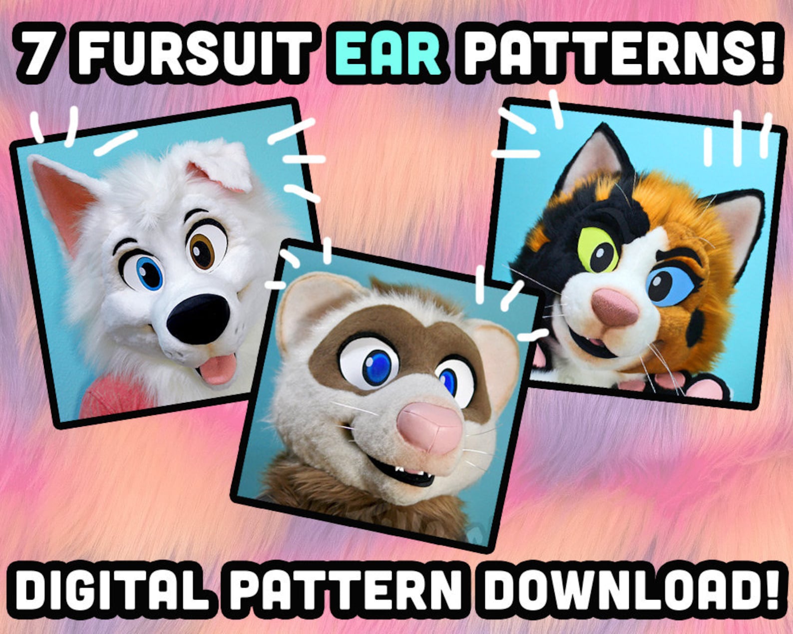 7 Fursuit Head EAR Pattern DIY PDF Digital Download Template - Etsy UK