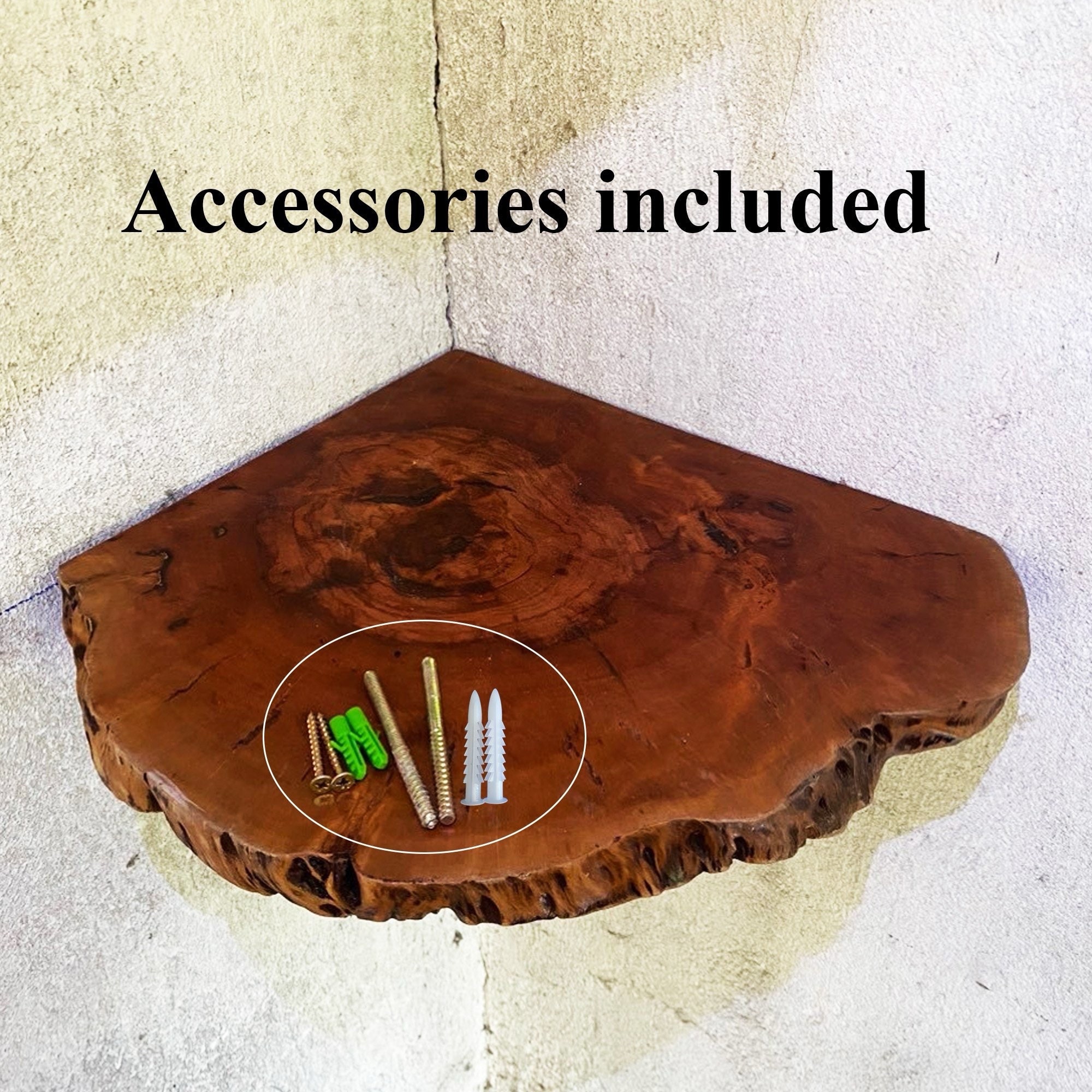 Corner Live Edge Floating Shelf Solid Wood Bookshelf on Wall Mount Art ...
