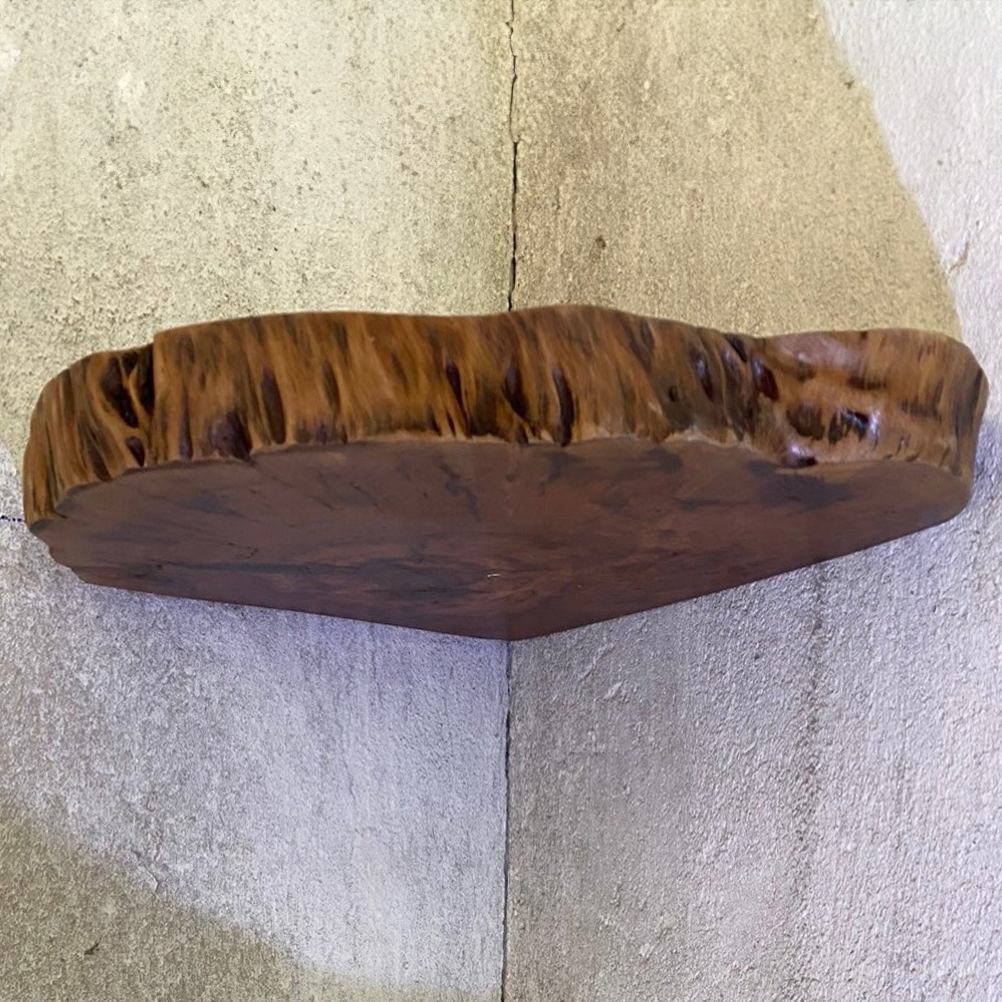 Corner Live Edge Floating Shelf Solid Wood Bookshelf on Wall Mount Art ...