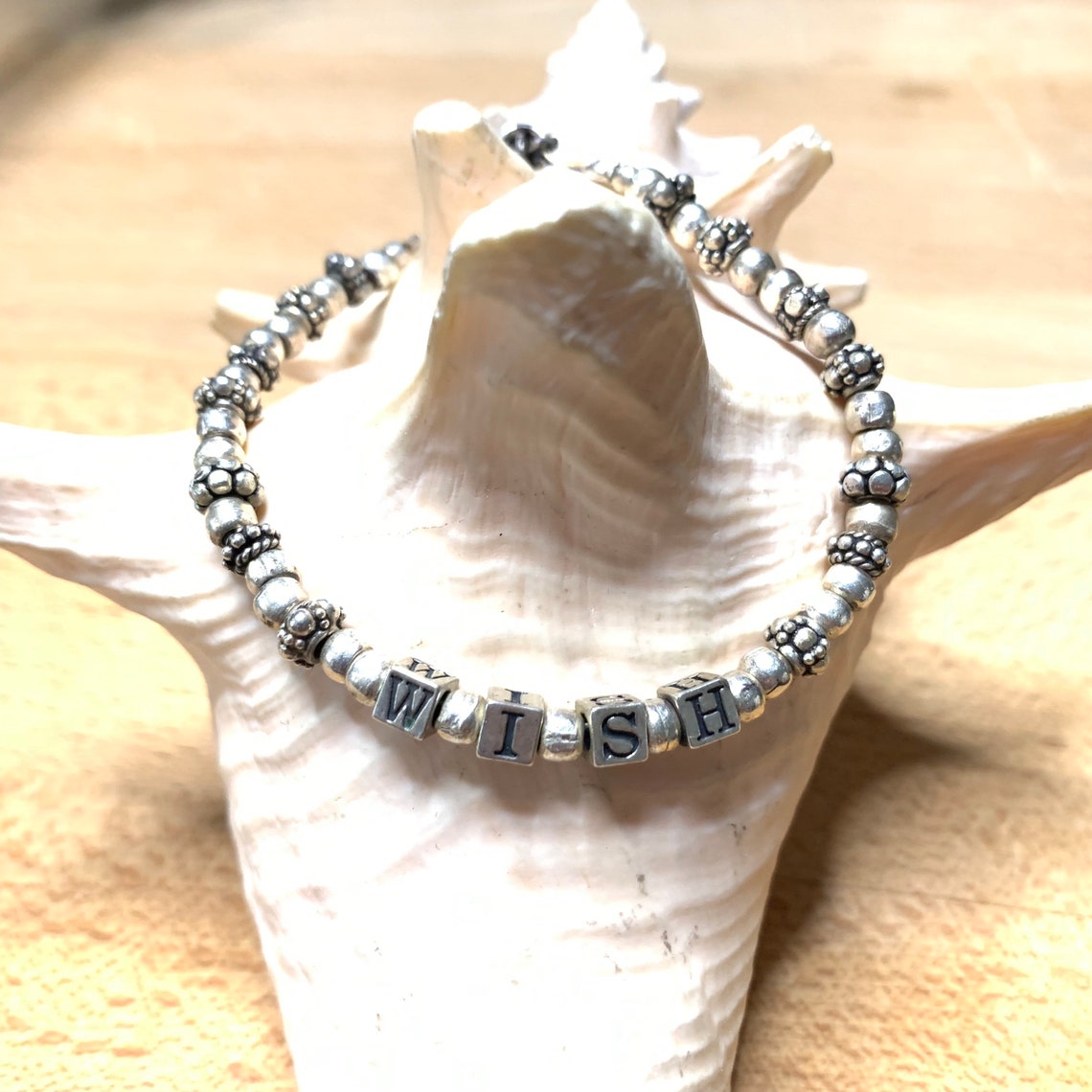 Silver Beaded Wish Bracelet - Etsy