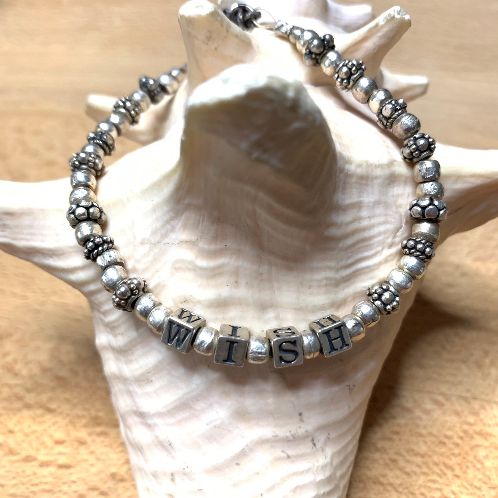 Silver Beaded Wish Bracelet - Etsy