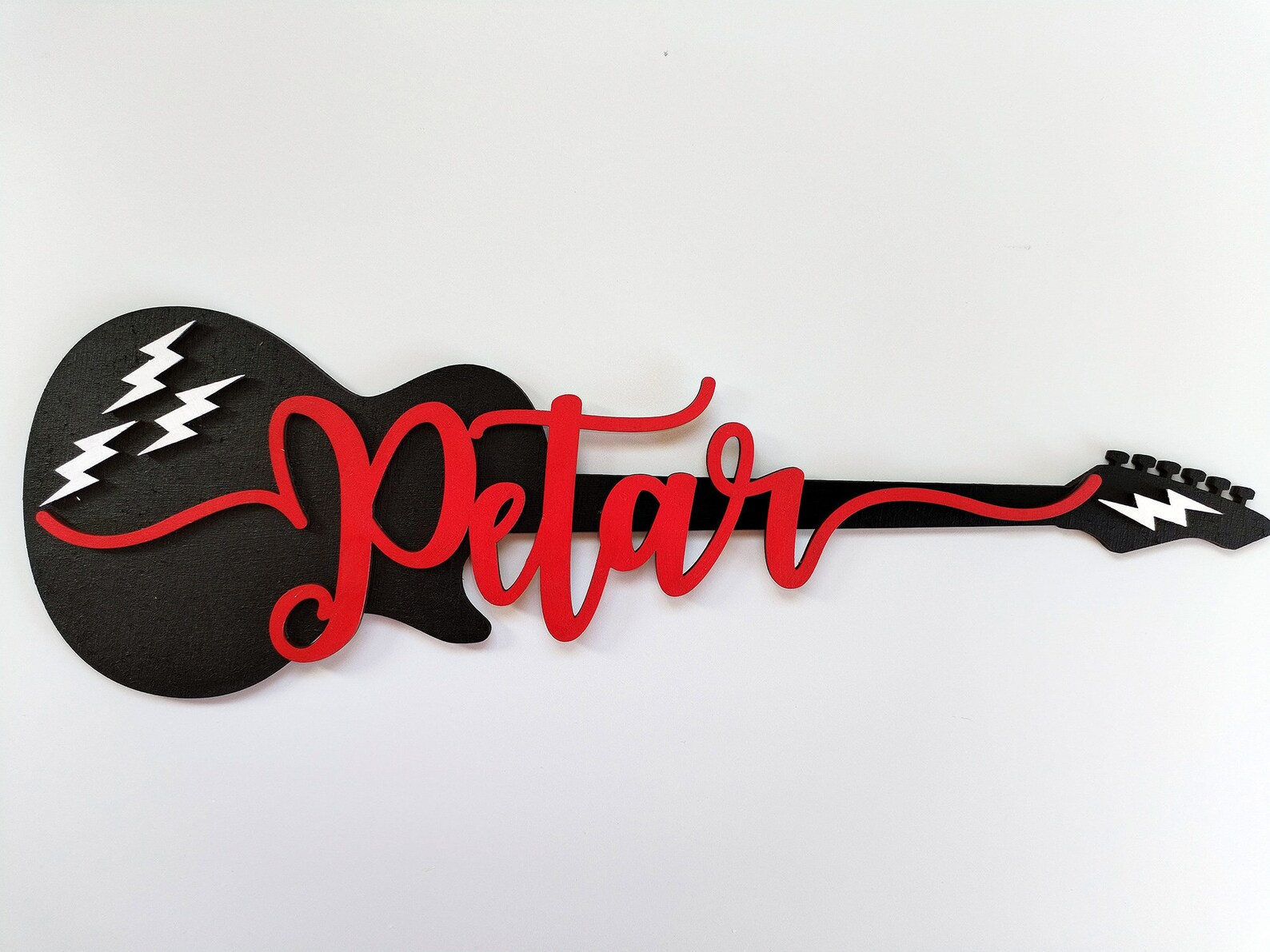 Guitar Shaped Wooden Sign, Wood Guitar Sign, Personalized Name Sign ...