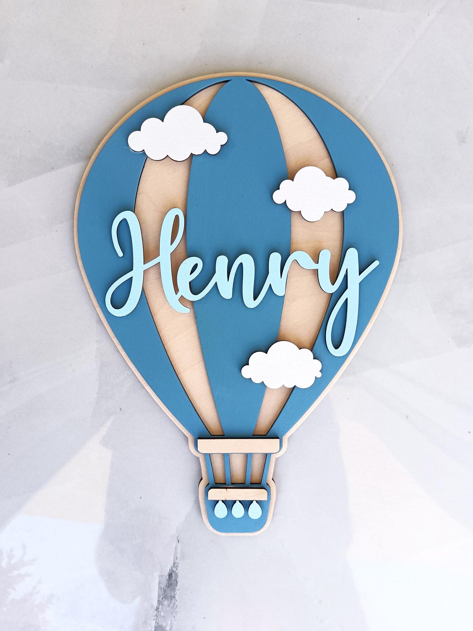 3D Wooden Hot Air Balloon Sign: Custom Nursery Decor, Birthday Gift - Etsy