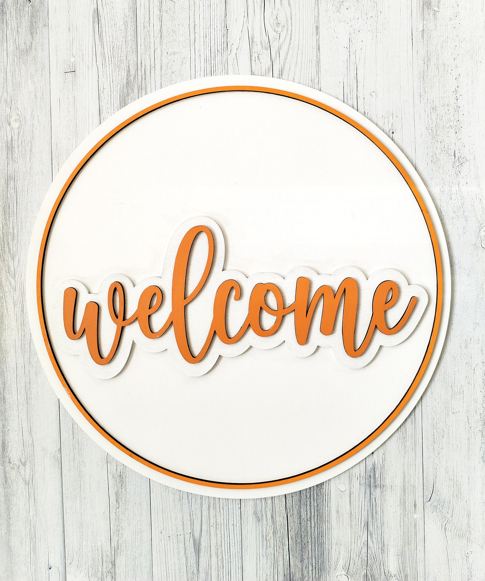 Round Welcome Sign, Custom Wooden Signs, Welcome Door Hanger ...