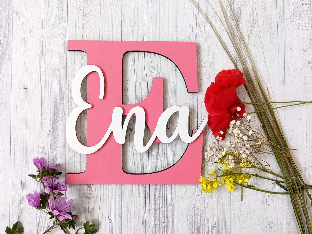 Personalized Name Sign With Capital Letter, Custom Wooden Name Sign ...