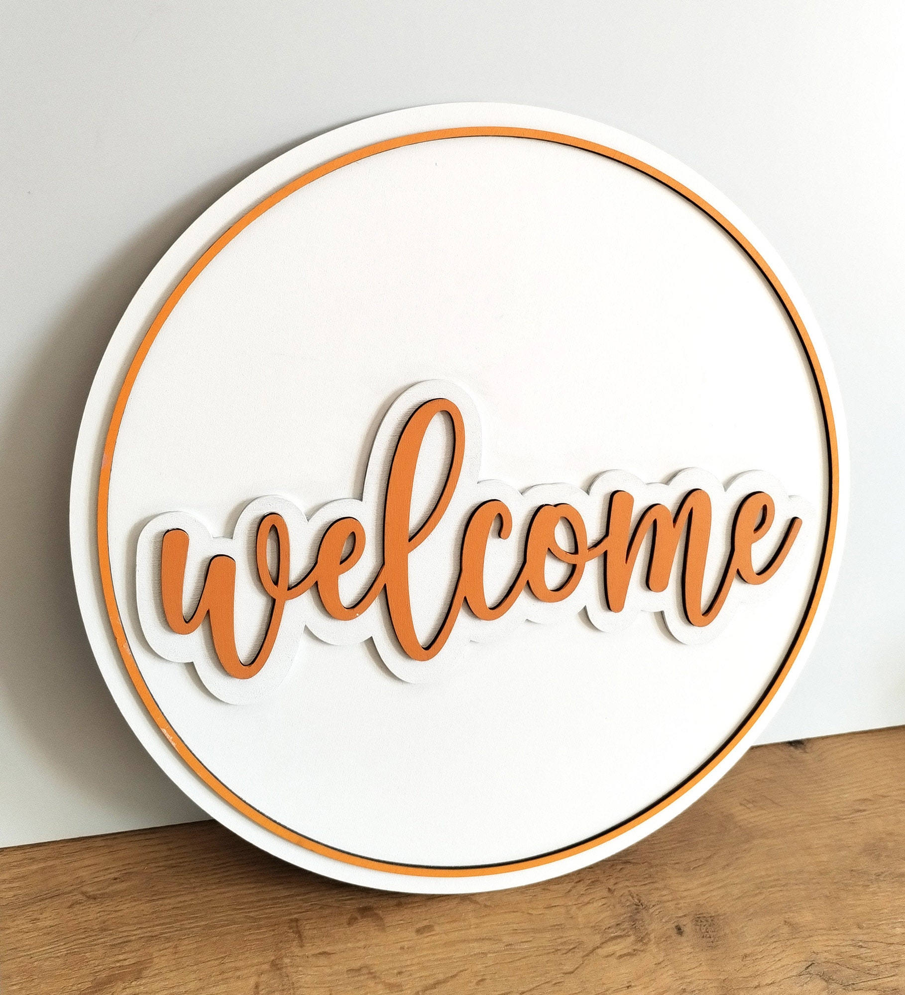Round Welcome Sign, Custom Wooden Signs, Welcome Door Hanger ...