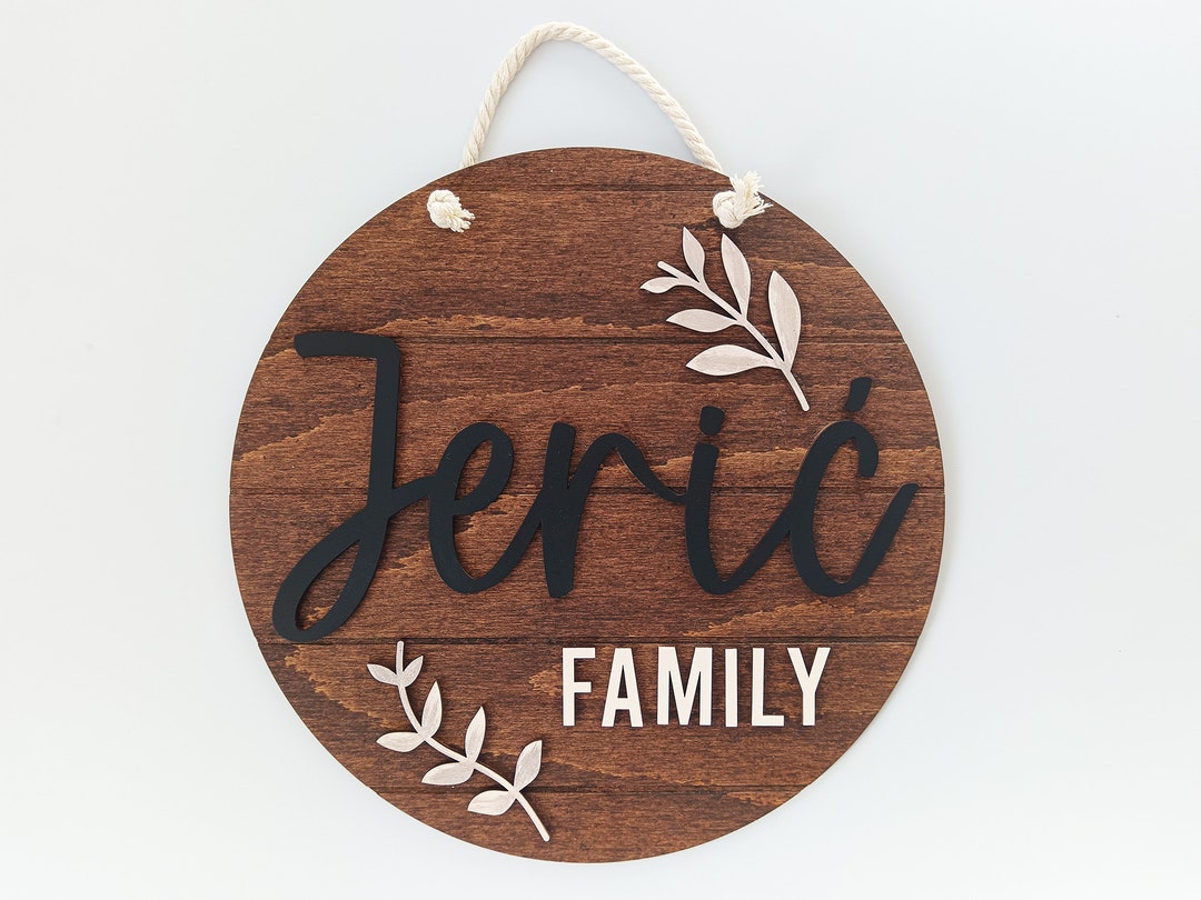 Custom Wooden Round Family Sign, Family Name Sign, Personalized Family ...
