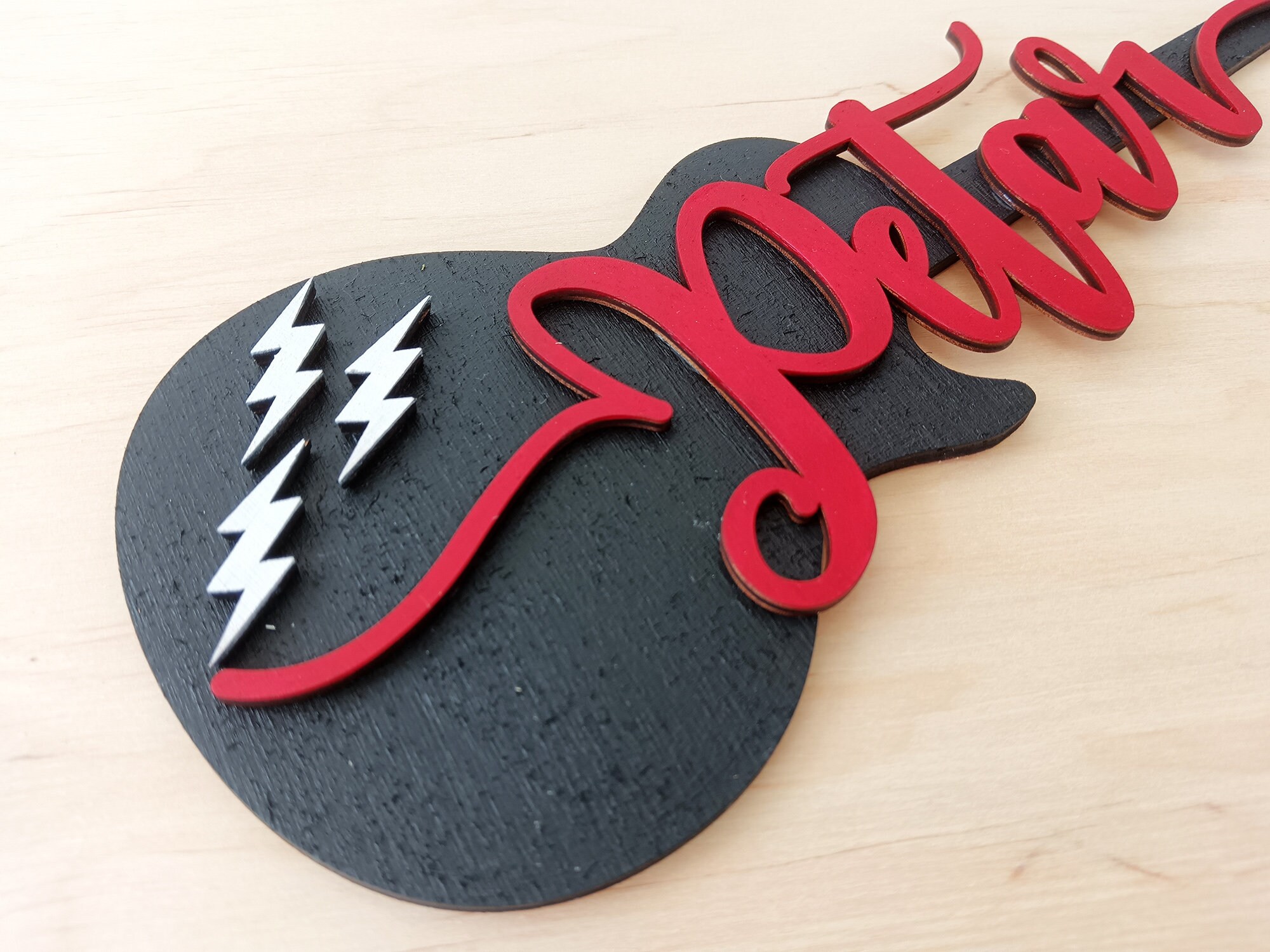 Guitar Shaped Wooden Sign, Wood Guitar Sign, Personalized Name Sign ...