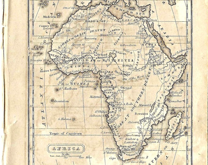 Vintage 1851 Africa Map Book Page for Junk Journals, Collage, Mixed ...